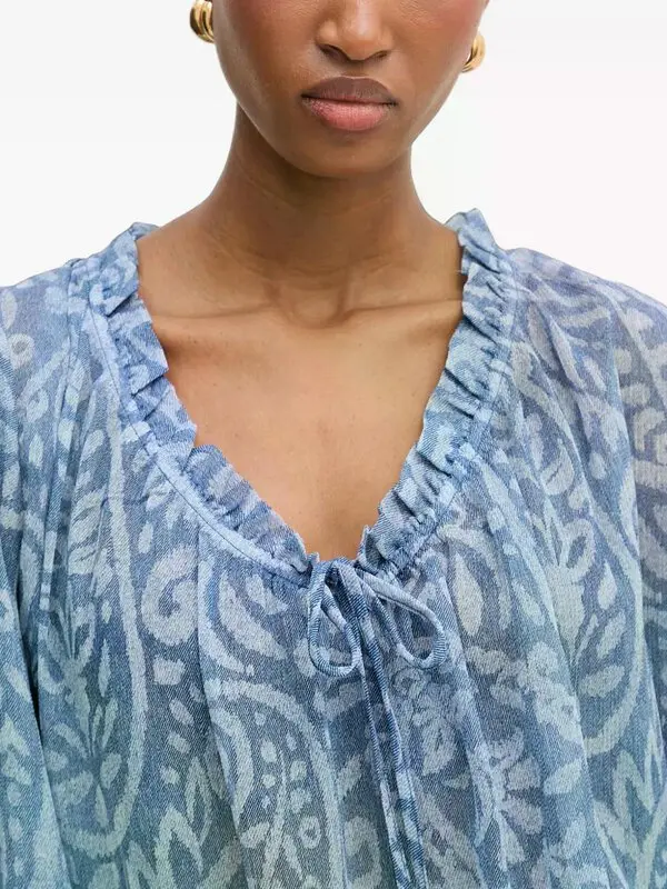 MORGAN Paisley Print Ruffled Blouse