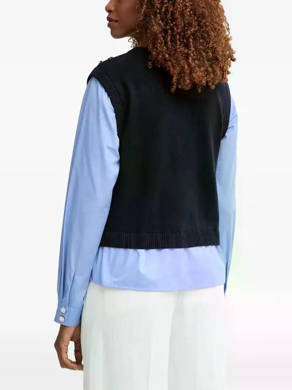 MORGAN Crystal-embellished Cable-knit Sweater Vest
