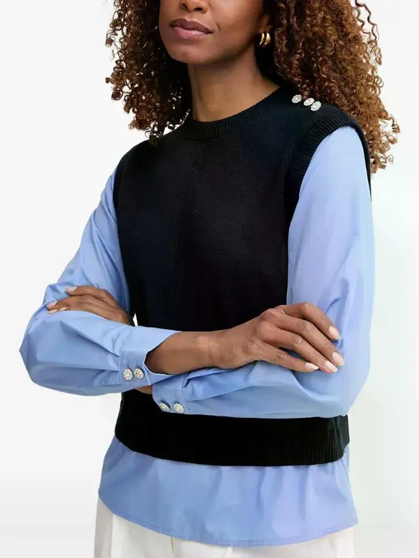 MORGAN Crystal-embellished Cable-knit Sweater Vest