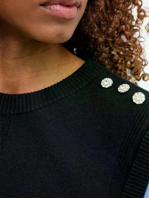 MORGAN Crystal-embellished Cable-knit Sweater Vest