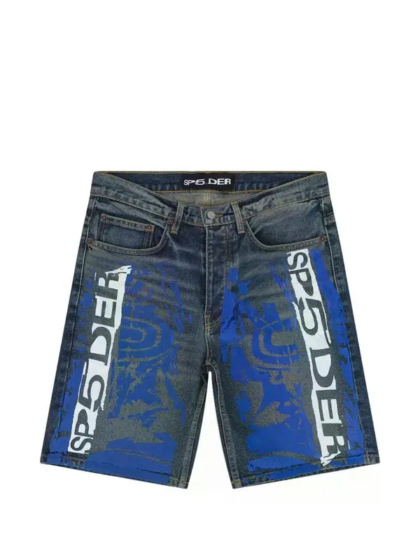 SP5DER Logo-print Denim Shorts
