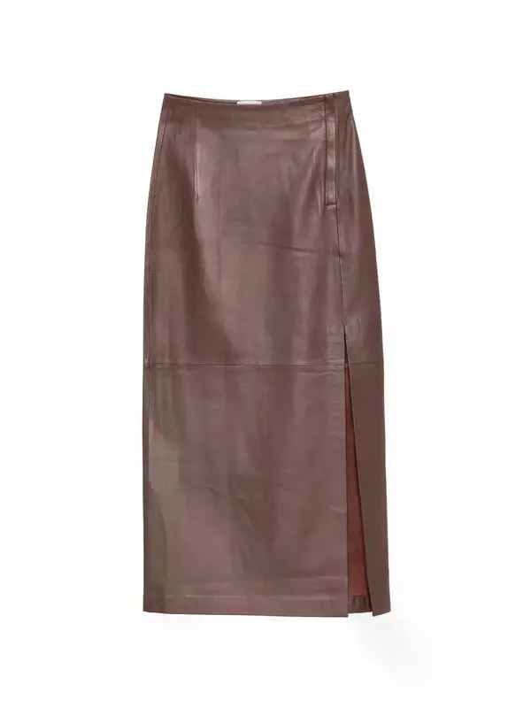 ALYSI Paneled Leather Skirt