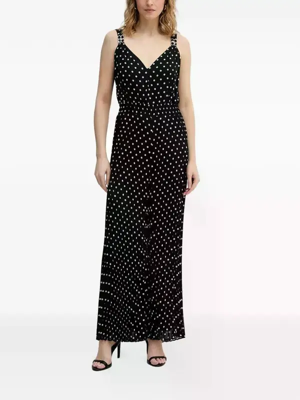 MORGAN Polka-dot Pleated Wide-leg Jumpsuit - Black