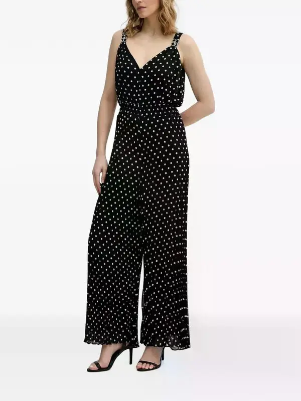 MORGAN Polka-dot Pleated Wide-leg Jumpsuit