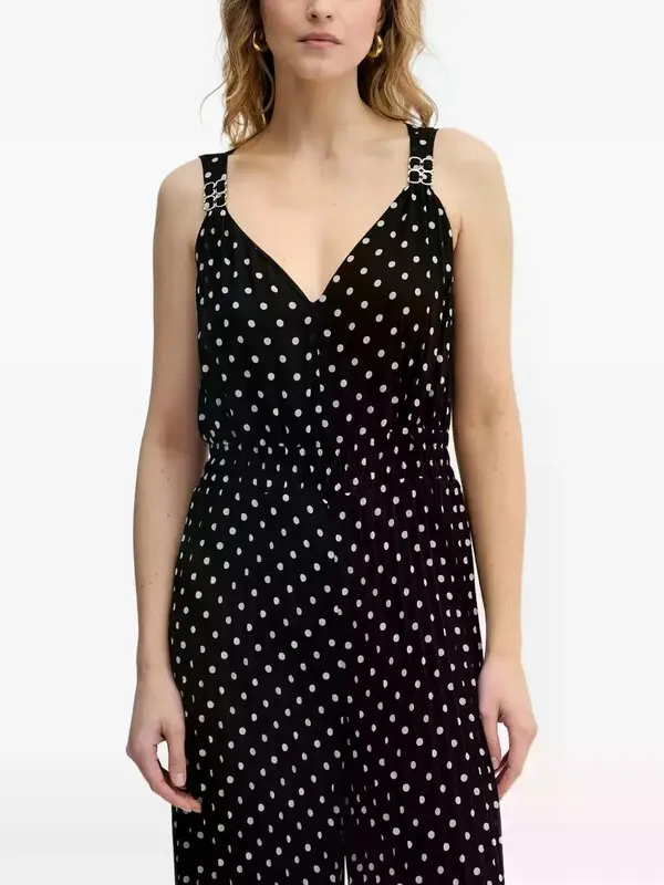 MORGAN Polka-dot Pleated Wide-leg Jumpsuit