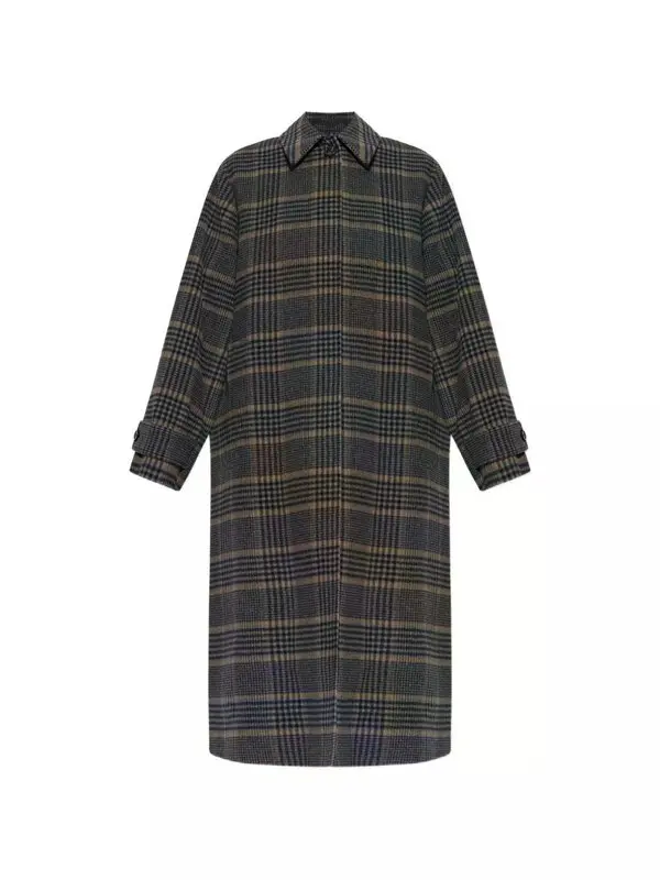 Paul Smith Navy And Check Brushed Wool Coat With Back-buttons - Grey