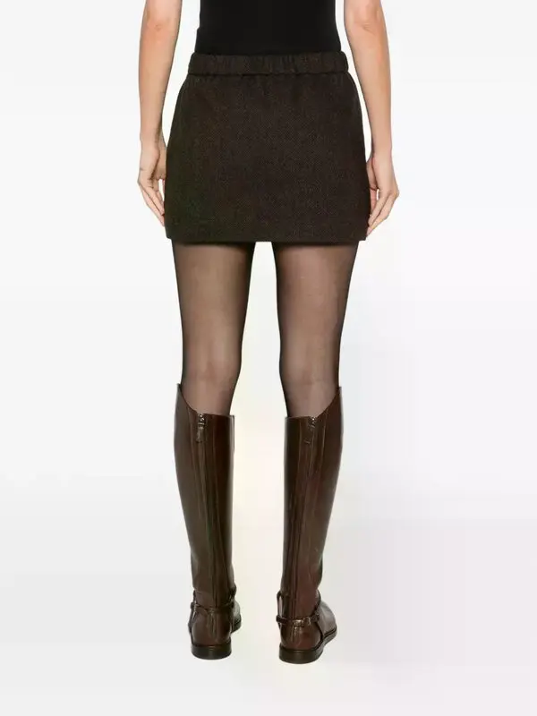 Maje Herringbone-pattern Button-detail Mini Skirt