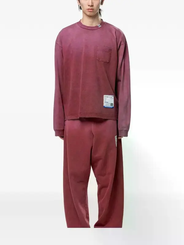 Mihara Yasuhiro Sun-faded Like Distressed Long-sleeve T-shirt - Red