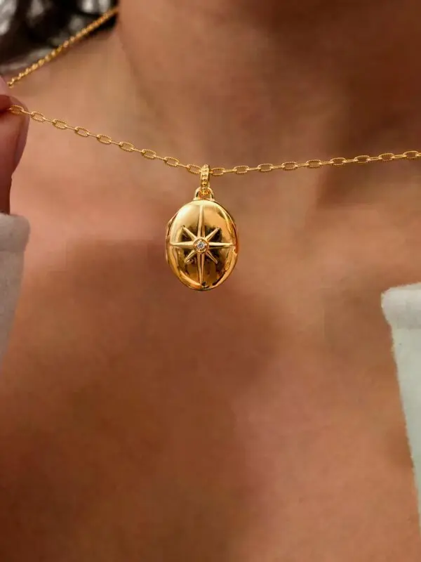 DOWER & HALL Starburst Diamond Locket Necklace