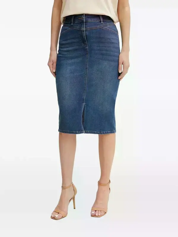 MORGAN Front Slit Denim Midi Skirt