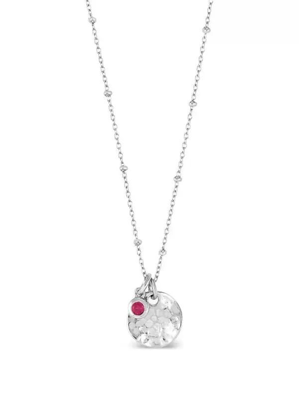DOWER & HALL Hammered-disc Ruby Necklace - Silver