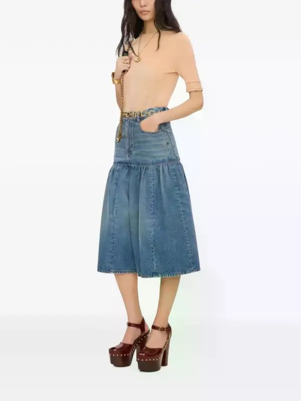 Chloé High-rise Balloon Bermuda Shorts In Denim - Blue