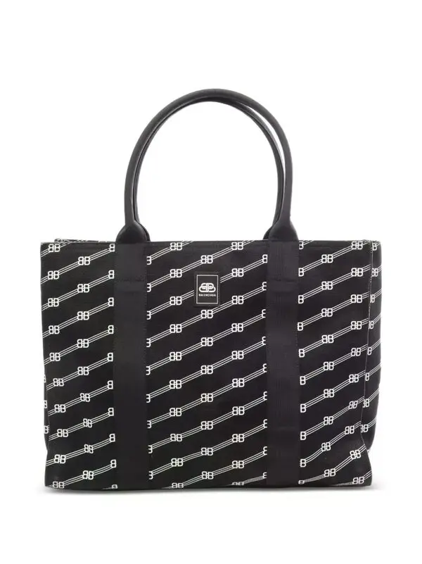 Balenciaga Bb Monogram Tote Bag - Black
