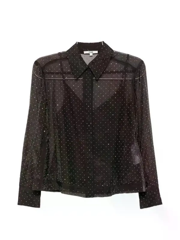 Maje Rhinestone-embellished Sheer Shirt - Brown