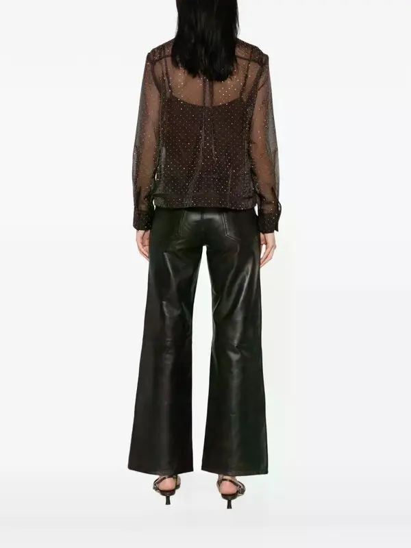 Maje Rhinestone-embellished Sheer Shirt