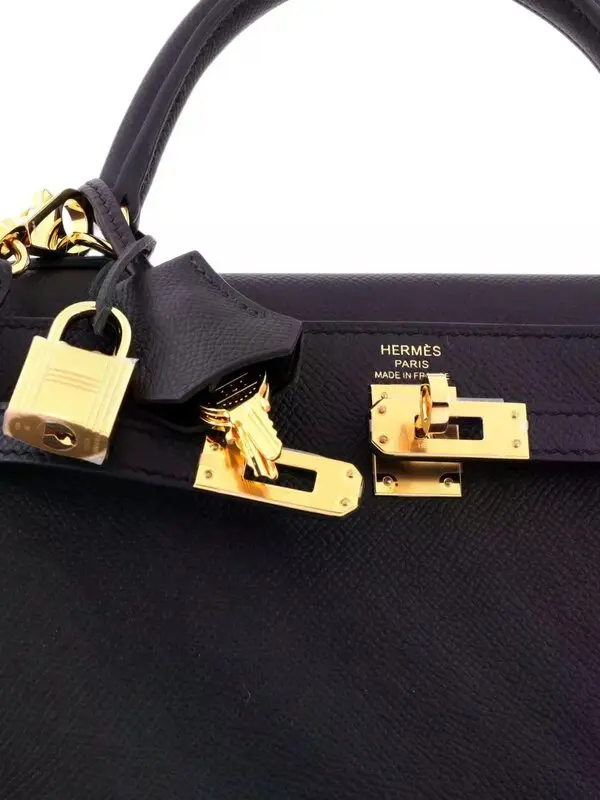 Hermès Kelly Handbag Noir Epsom With Gold Hardware 25 Satchel
