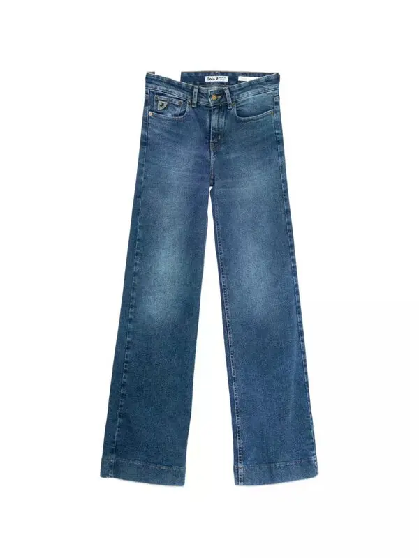 LOIS Lorna Logo-patch Wide-leg Jeans - Blue