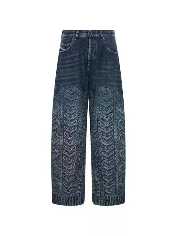 DIESEL® Cable-print Wide-leg Jeans - Blue