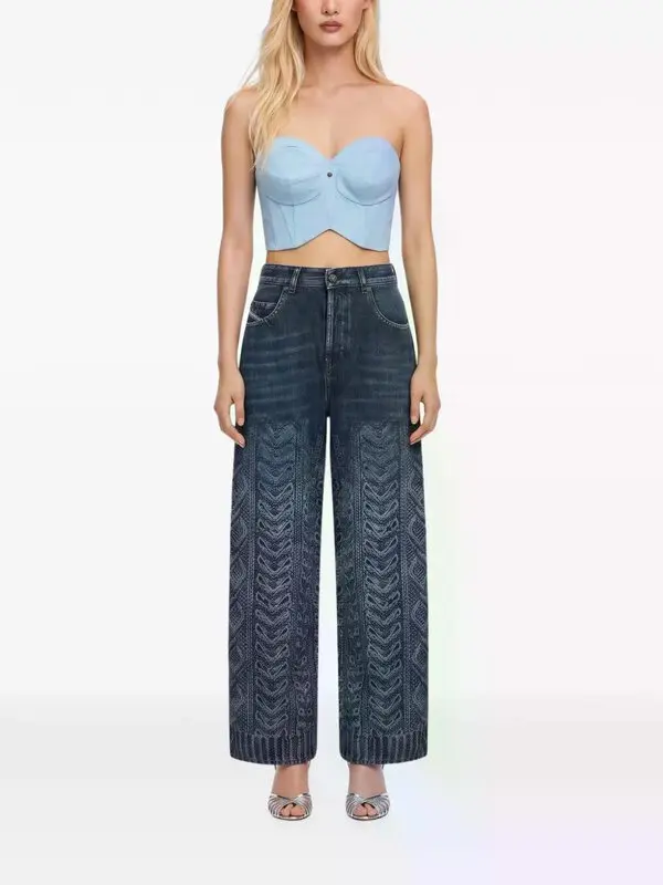 DIESEL® Cable-print Wide-leg Jeans
