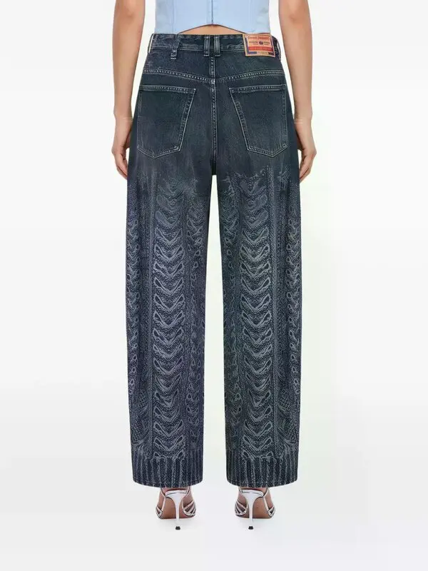 DIESEL® Cable-print Wide-leg Jeans