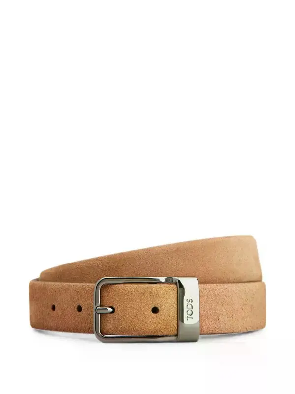 TOD'S Suede Belt With Metal Tongue Buckle