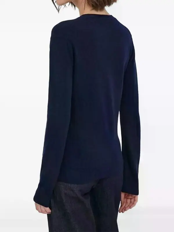 BENETTON Fine Knit V-neck Sweater - Blue