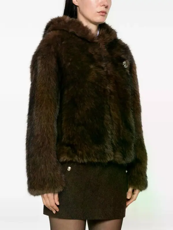 Maje Hooded Faux-fur Coat