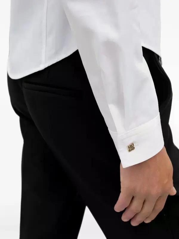 Hugo Cotton Pointed Collar Logo Plaque Shirt
