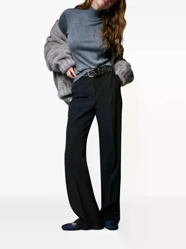 Liu Jo Wool Top With Rhinestones - Grey