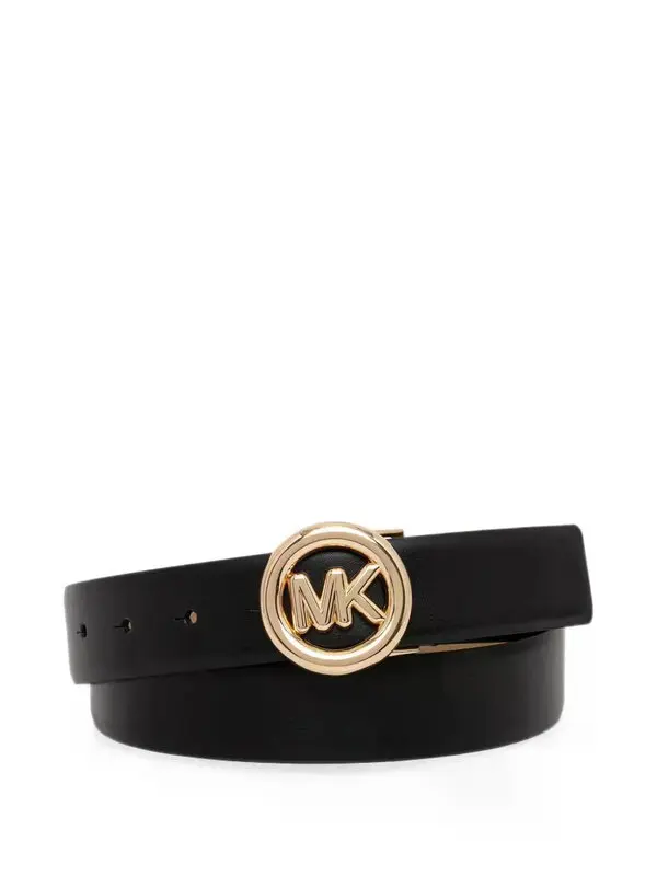 Michael Kors Logo Plaque Leather Belt - Black
