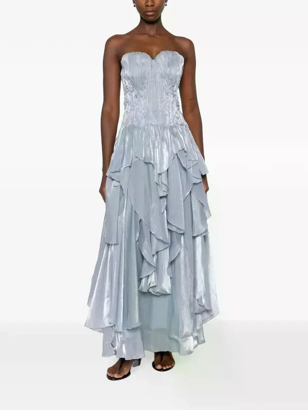 Aje Gleam Ruffled Gown - Blue