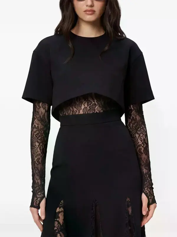 HAMZA Osaka Lace-body Top With Sheer Sleeves