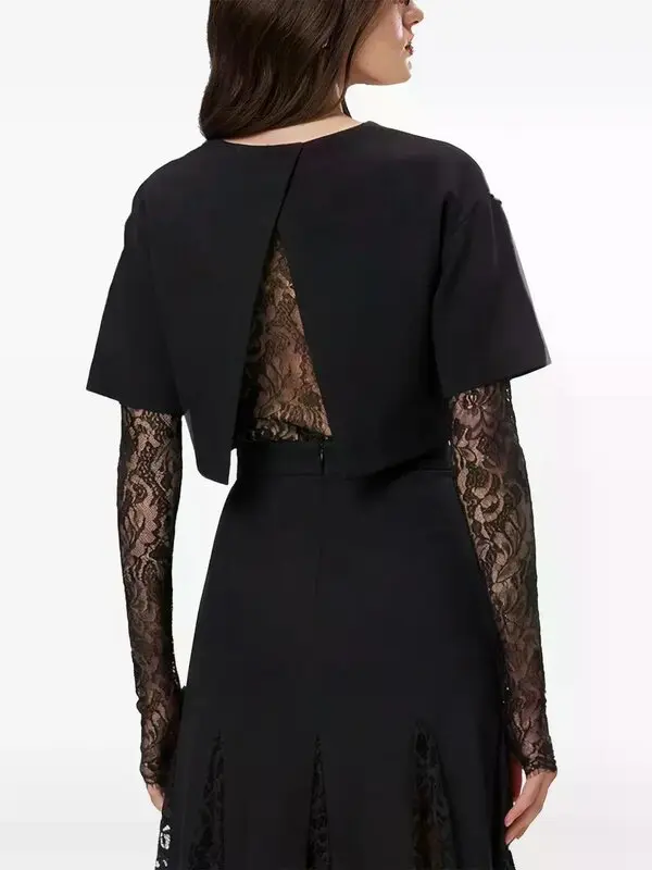 HAMZA Osaka Lace-body Top With Sheer Sleeves