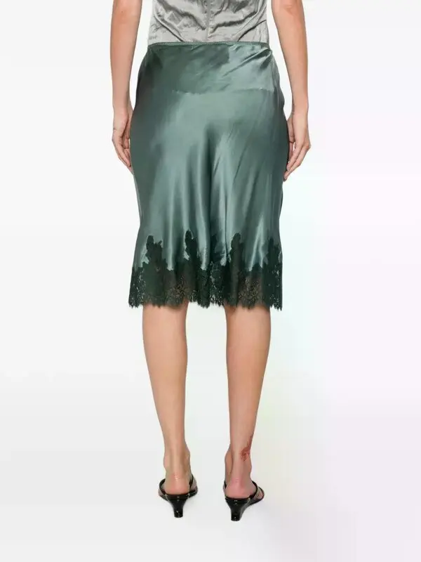 DÔEN Elowette Lace-trim Midi Skirt - Green