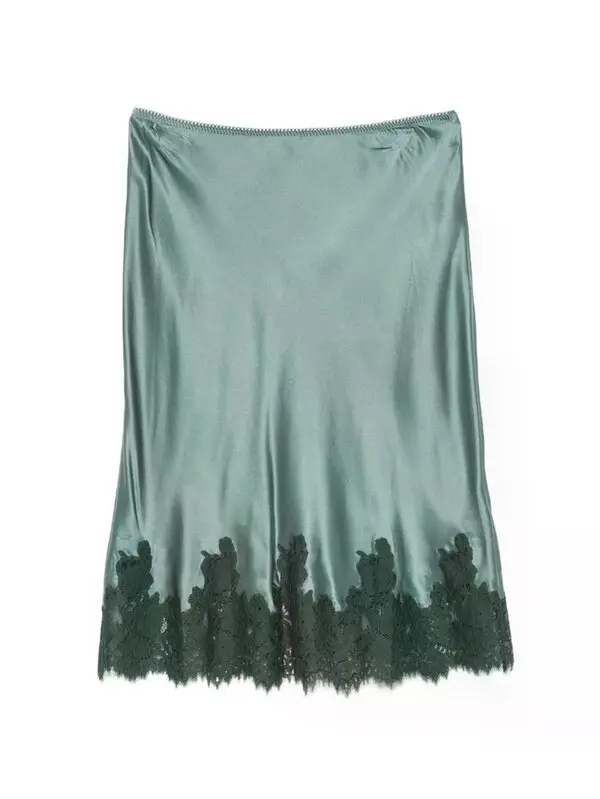 DÔEN Yellowette Lace-trim Midi Skirt - Green