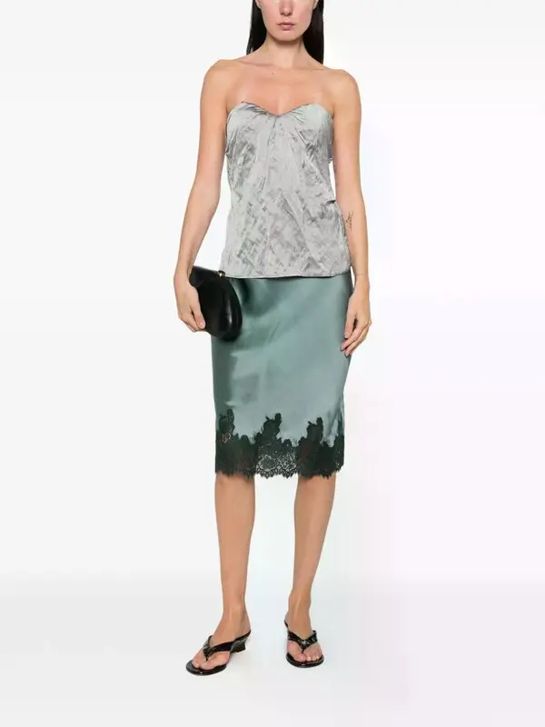 DÔEN Yellowette Lace-trim Midi Skirt - Green