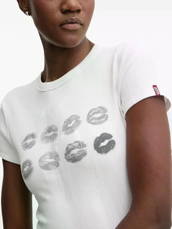 Miss Sixty Ribbed Lips Print T-shirt