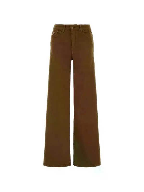 LOIS Palazzo Stretch-cotton Mid-rise Pants - Brown