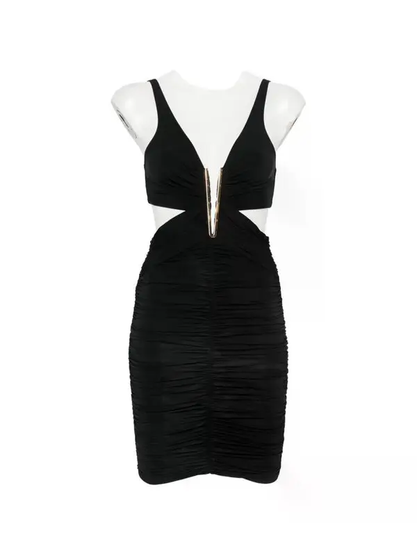Elisabetta Franchi Ruched Cutout-detail Mini Dress - Black
