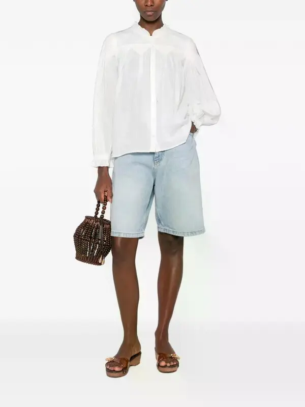 Ba&sh Tonia Smocked Ruffled Blouse - White