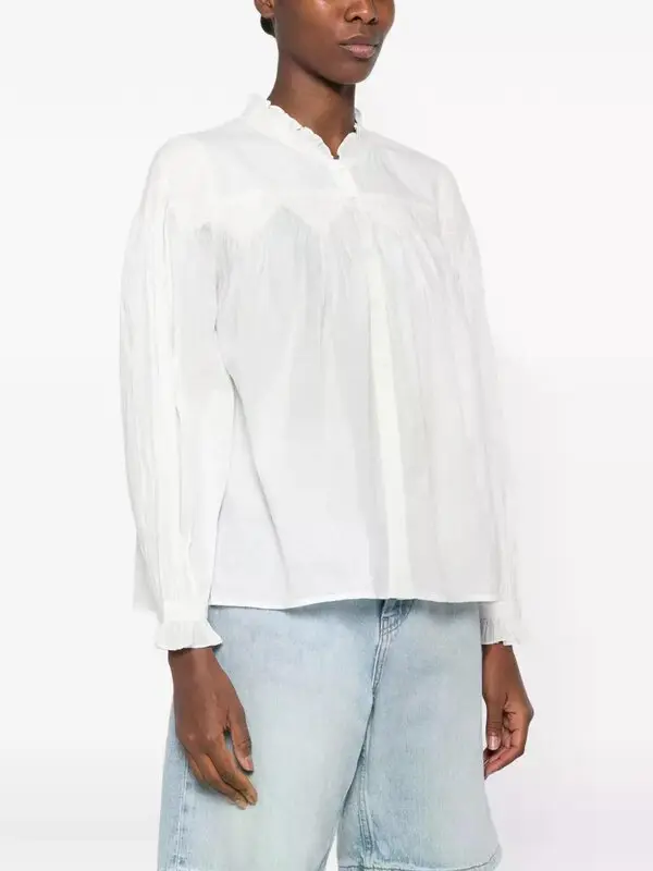Ba&sh Tonia Smocked Ruffled Blouse - White
