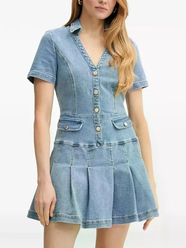 MORGAN Pleated Button-front Mini Dress