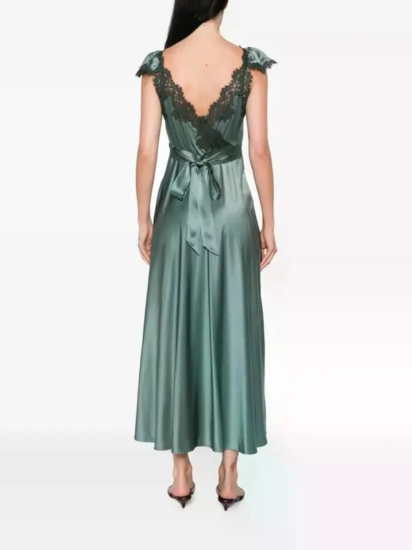 DÔEN Fiona Lace-trim Satin Midi Dress