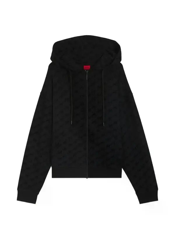 Hugo Relaxed-fit Hooded Jacket With Flocked-logo Print
