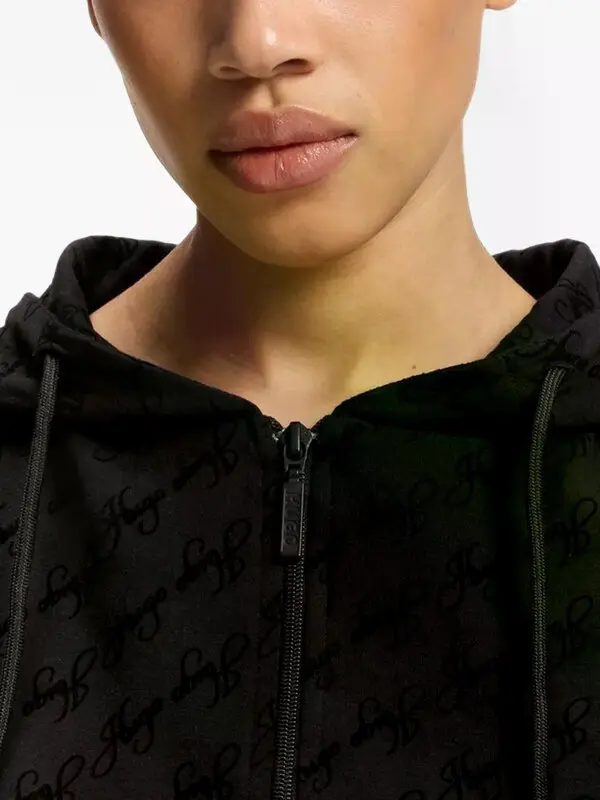 Hugo Relaxed-fit Hooded Jacket With Flocked-logo Print