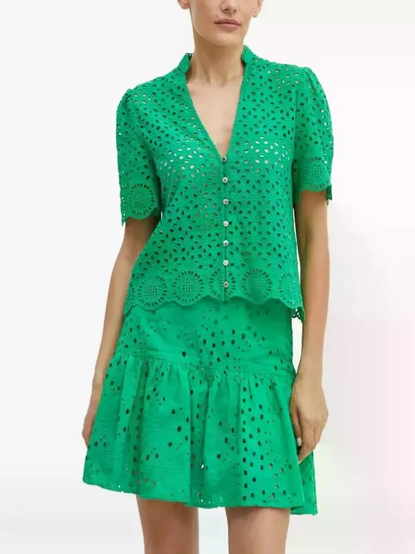 MORGAN Broderie Anglaise Scalloped Top
