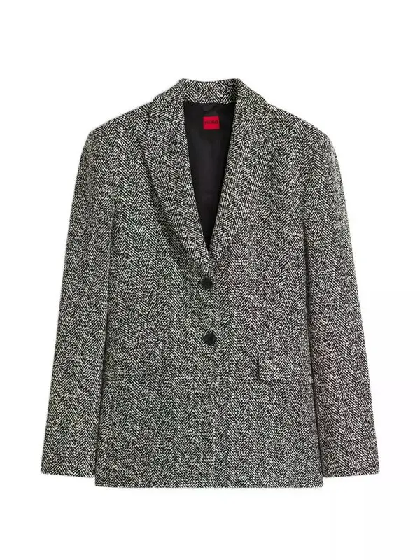 Hugo Regular-fit Blazer With Herringbone Pattern