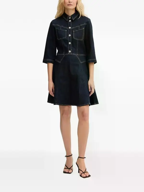 MORGAN Button-up Denim Mini Dress With Contrast Stitching