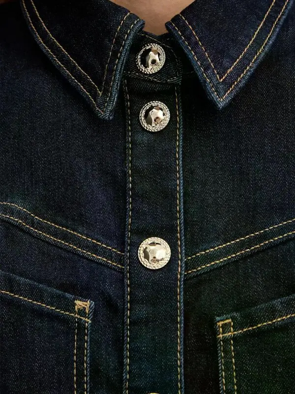 MORGAN Button-up Denim Mini Dress With Contrast Stitching