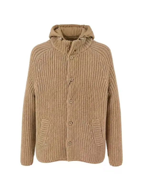 Herno Ribbed Knit Hooded Cardigan